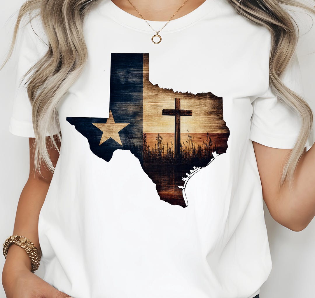 TEXAS State Flag Christian Cross Png, T-shirt Design, Western Faith ...