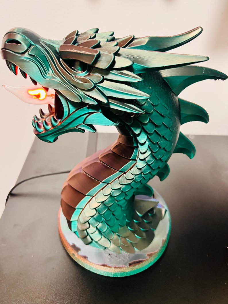 3D Printed Dragon Flame Lantern: Color-shifting Firelight Lamp - Etsy