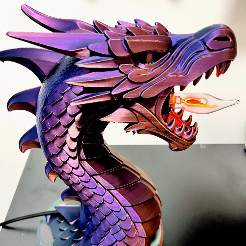 3D Printed Dragon Flame Lantern: Color-shifting Firelight Lamp - Etsy