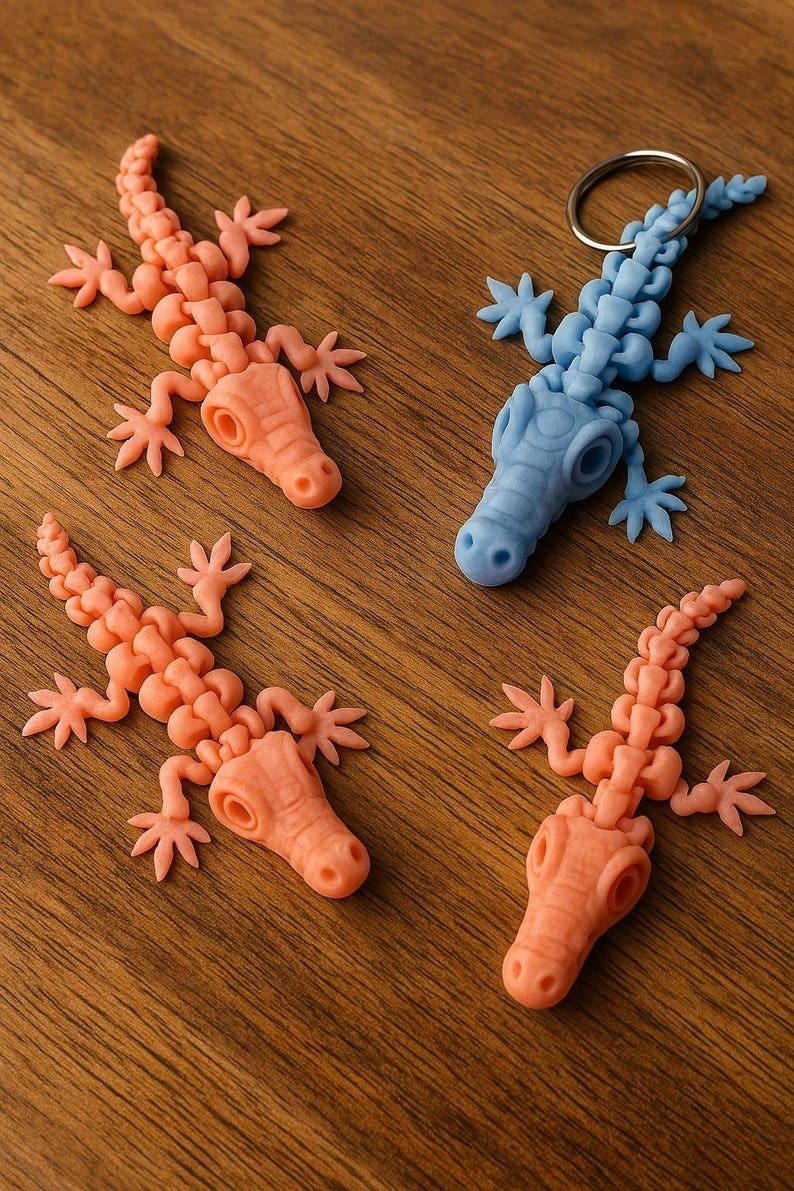 Articulated 3D Printed Alligator Skull: Flexible Keychain or Fridge ...