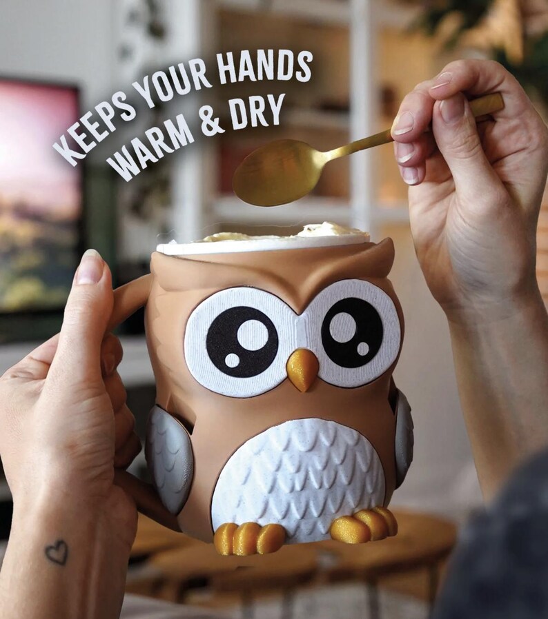 3D Printed Owl Ice Cream Pint Holder – Insulated Cup, Spoon Slots - Etsy