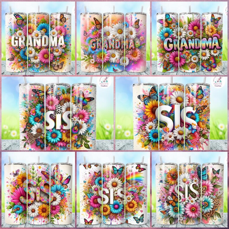 Aunt, Ma, Mimi, Gigi, Sis, Grandma, PNG, Wrap for Sublimation Tumblers ...