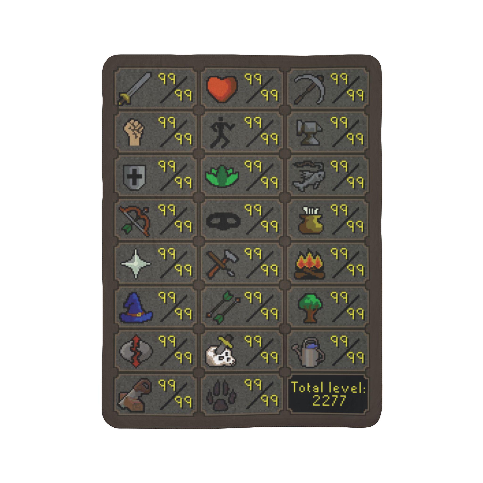 Old School Runescape Maxed Stats Fleece Sherpa Blanket - Gaming Blanket ...