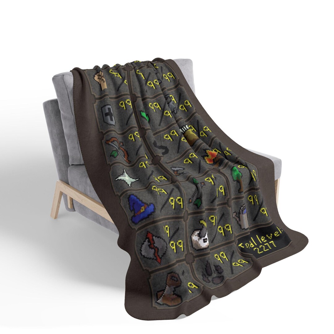 Old School Runescape Maxed Stats Fleece Sherpa Blanket - Gaming Blanket ...