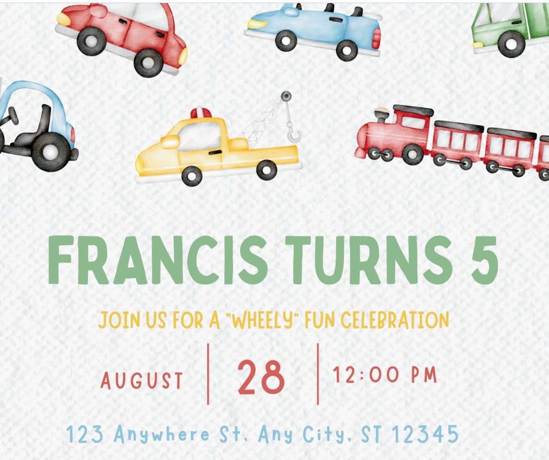 Editable Invitation Name Tags Transportation Boy Birthday - Etsy