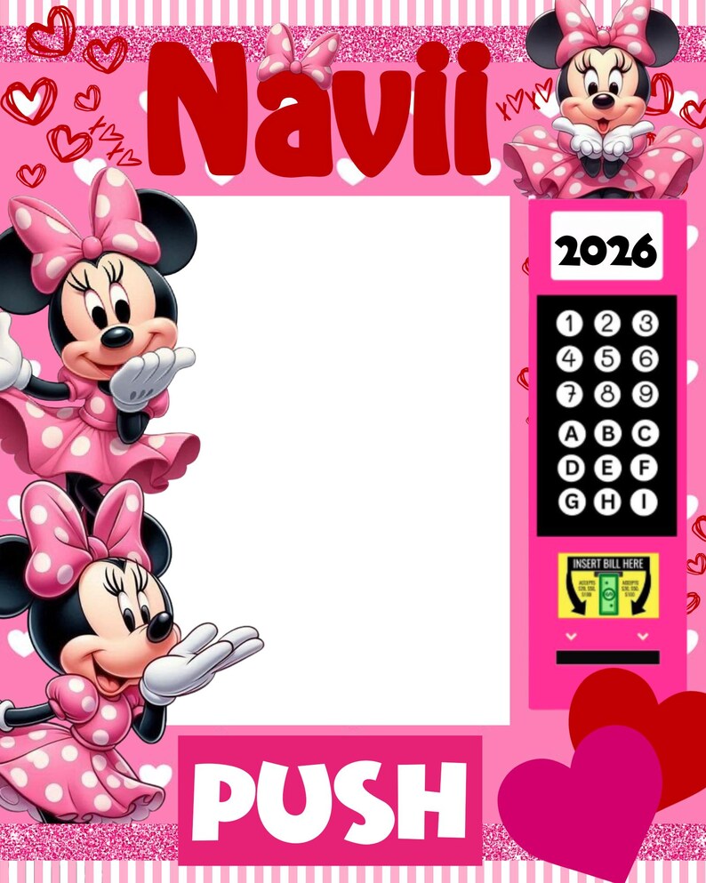 Minnie Mouse Valentine Vending Machine Template, 16x20 Canva Editable ...