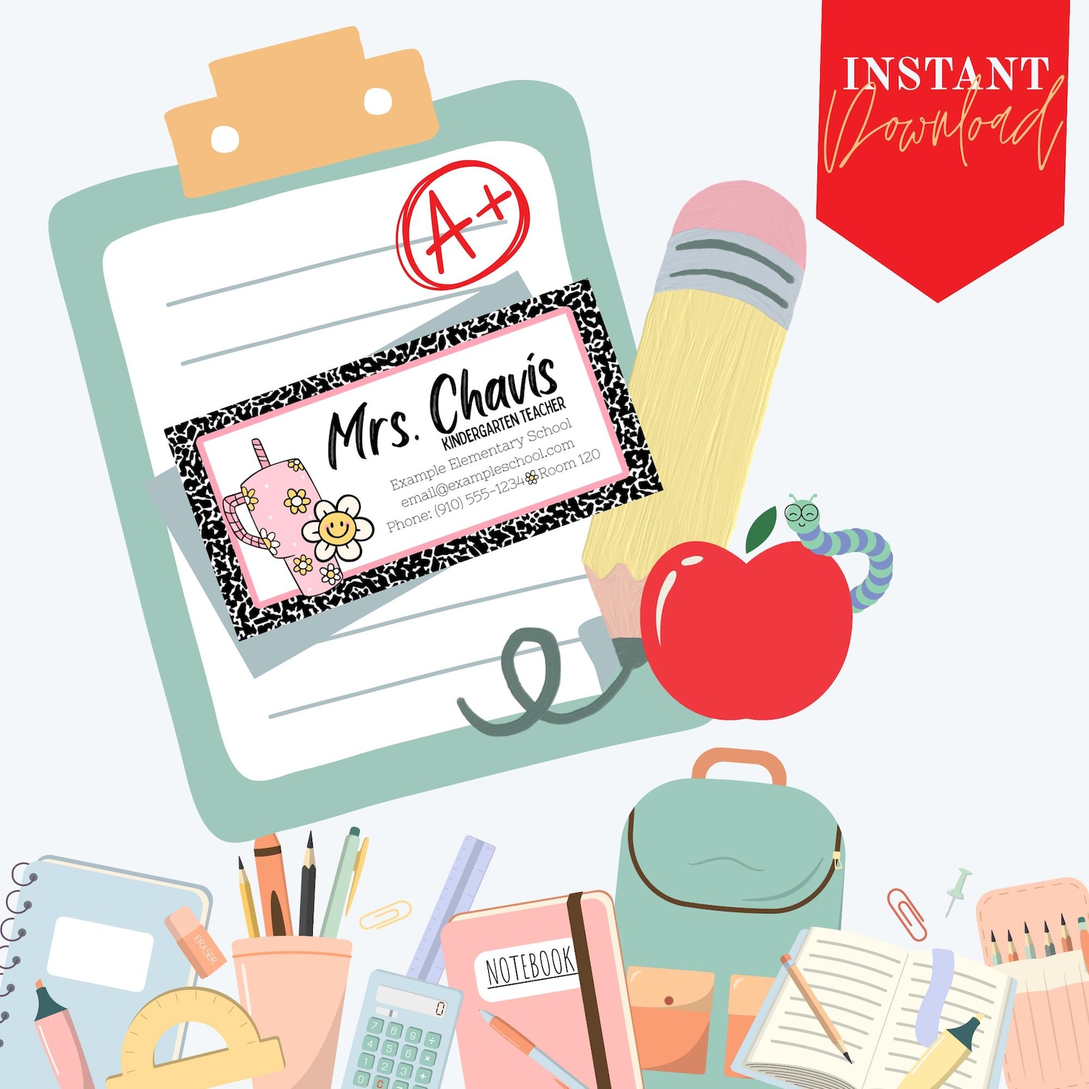Custom Teacher Email Signature, School Clip Art (canva Template) - Etsy
