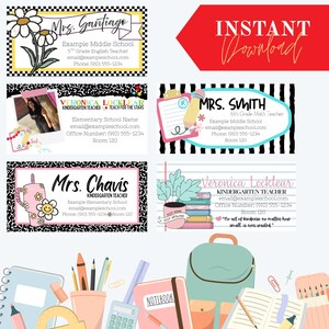 Custom Teacher Email Signature, School Clip Art (canva Template) - Etsy