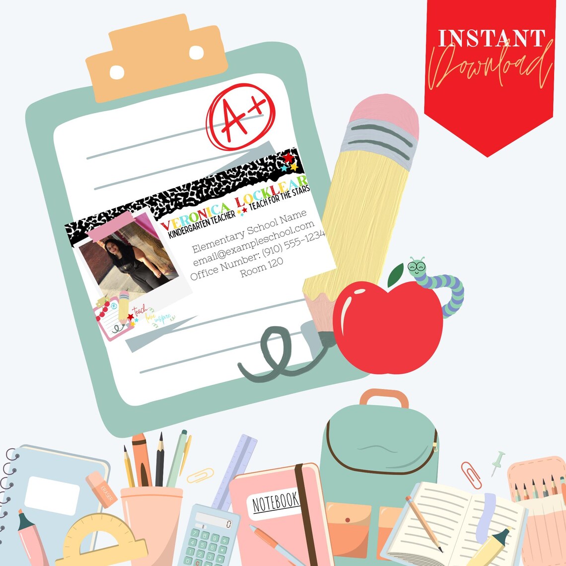 Custom Teacher Email Signature, School Clip Art (canva Template) - Etsy