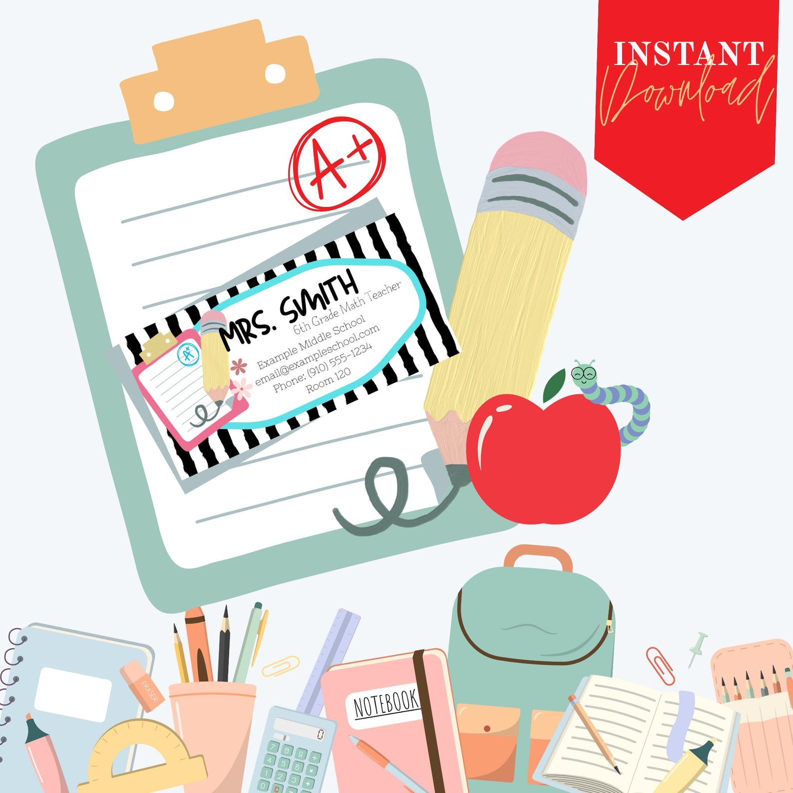 Custom Teacher Email Signature, School Clip Art (canva Template) - Etsy