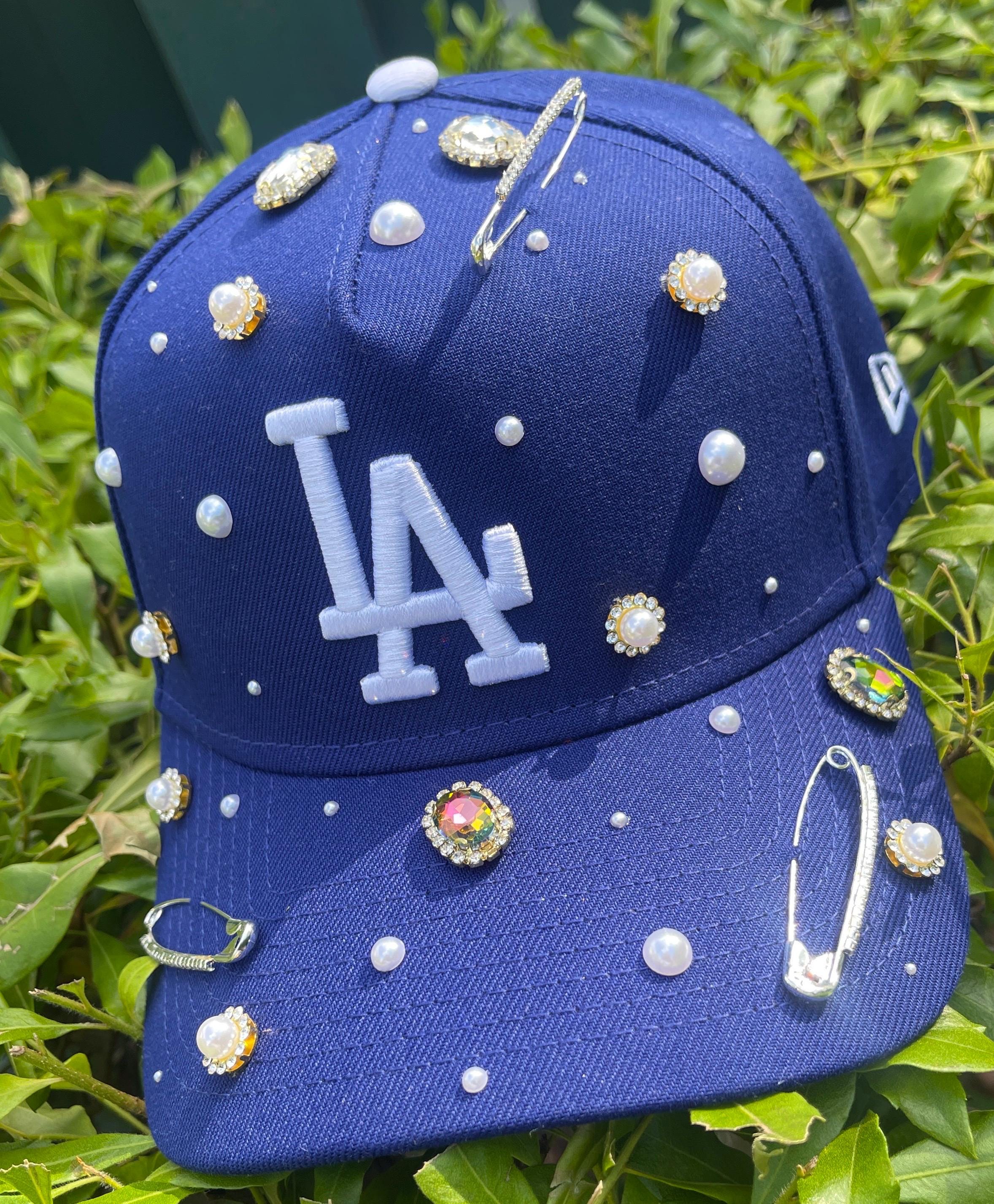 Custom Bling LA Dodgers Hat – Dripping in Pearls & Rhinestones - Etsy