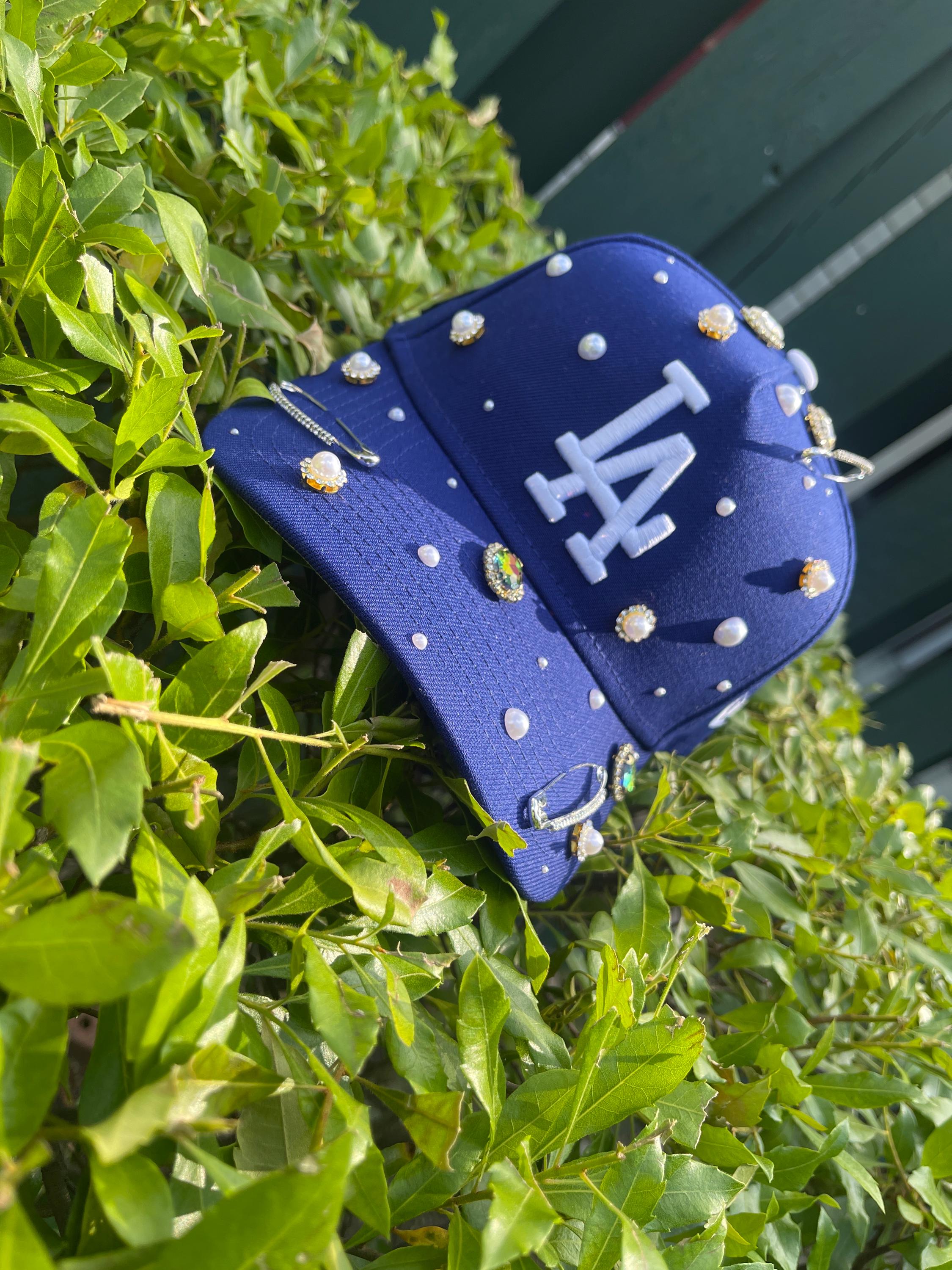 Custom Bling LA Dodgers Hat – Dripping in Pearls & Rhinestones - Etsy