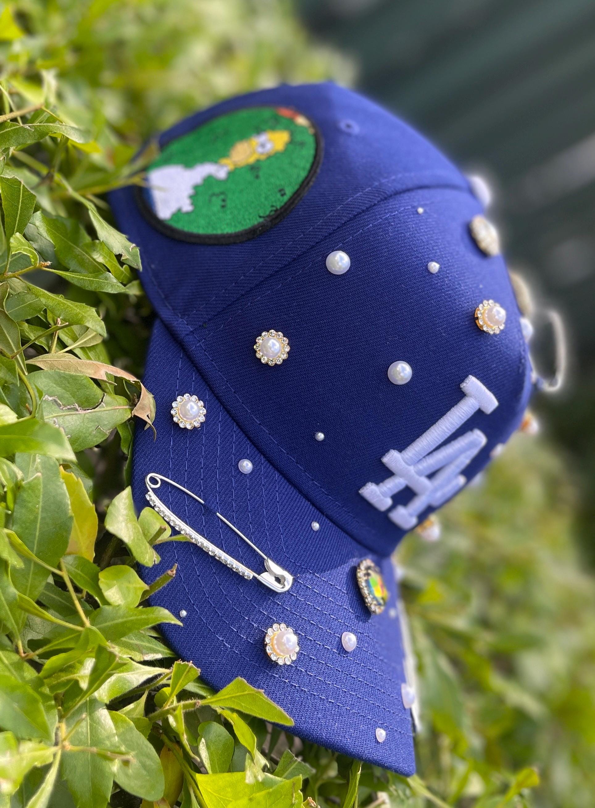Custom Bling LA Dodgers Hat – Dripping in Pearls & Rhinestones - Etsy
