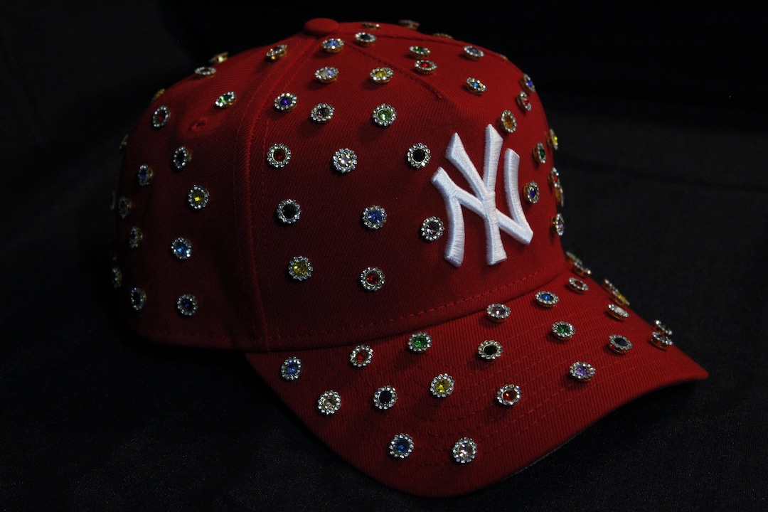 Red New York Adjustable Snapback ~ Blinged Out in Multicolor ...