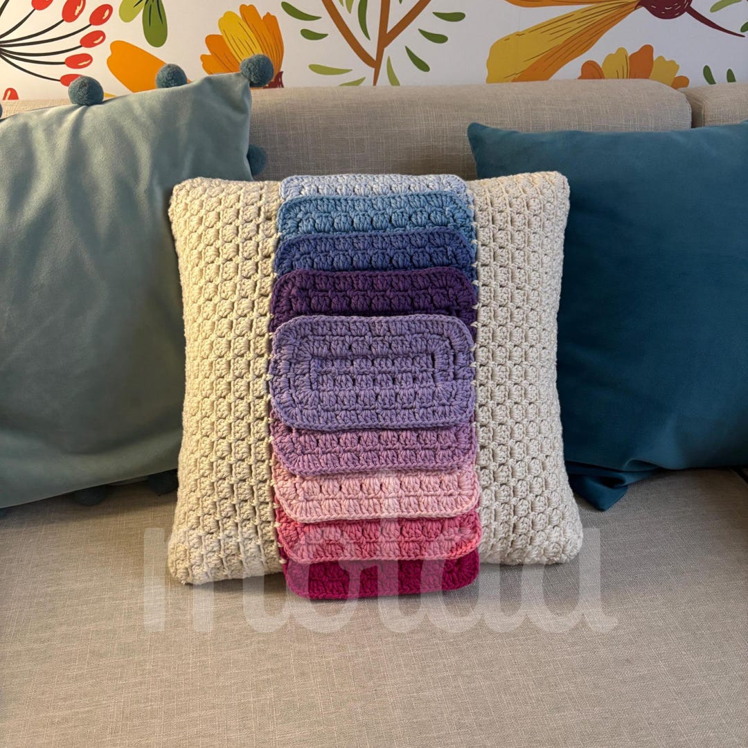 Crochet Pillow Cover: 3D Flap Gradient, Boho Cushion Case 16x16in - Etsy