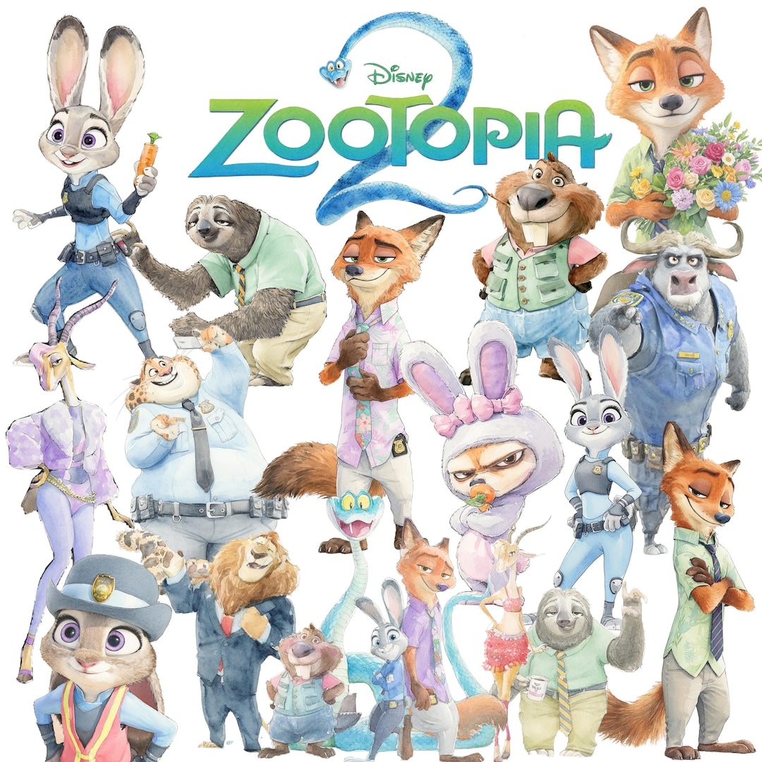 200+ Zootopia 2 Watercolor PNG Clipart Bundle, Zootopia 2 PNG Cartoon ...