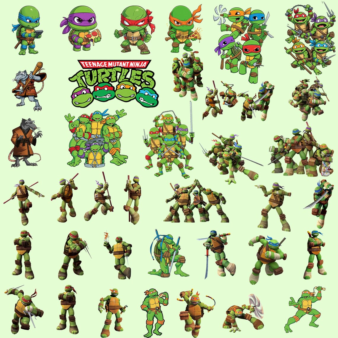 Ninja Turtles PNG Clipart Bundle, Cricut & Sublimation (digital ...