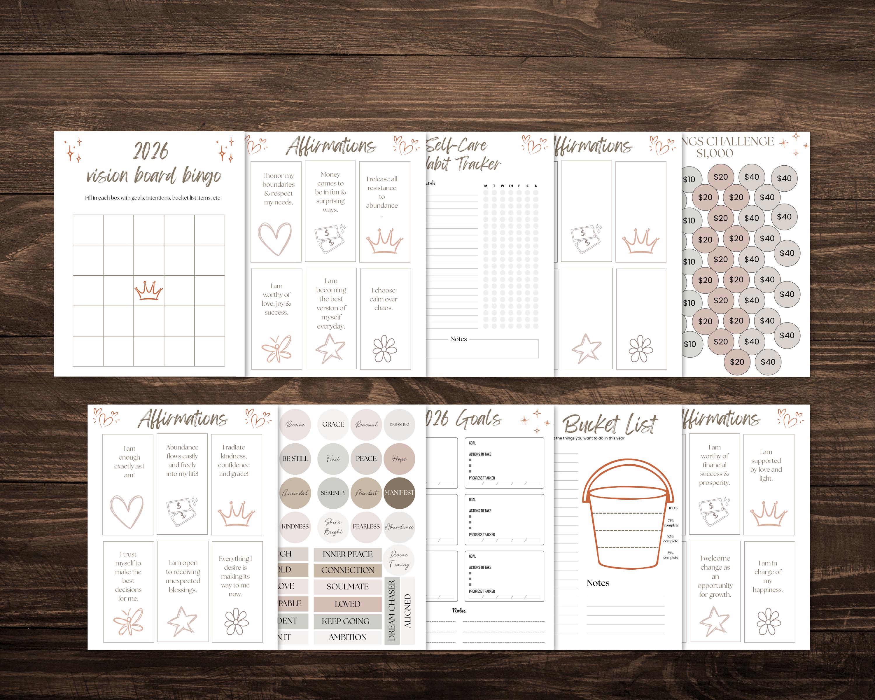 Printable Vision Board Kit | Includes Goal Planner, Bucket List ...