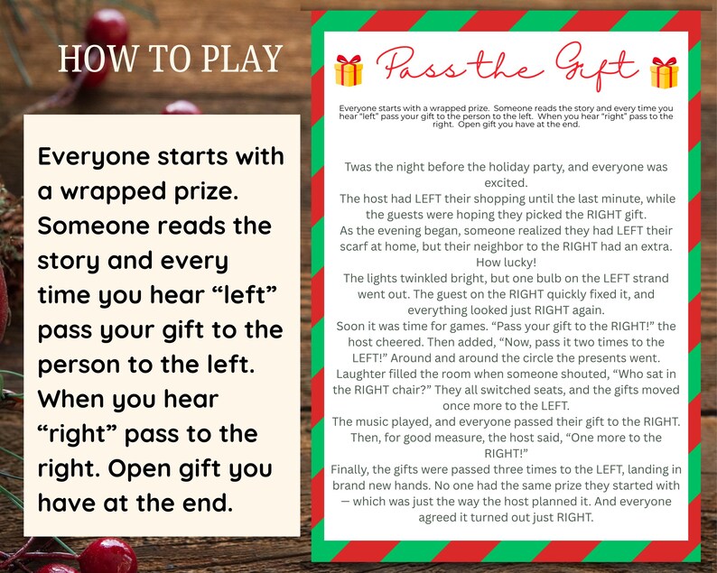 Printable Left Right Christmas Game | Pass the Gift Game | Christmas ...