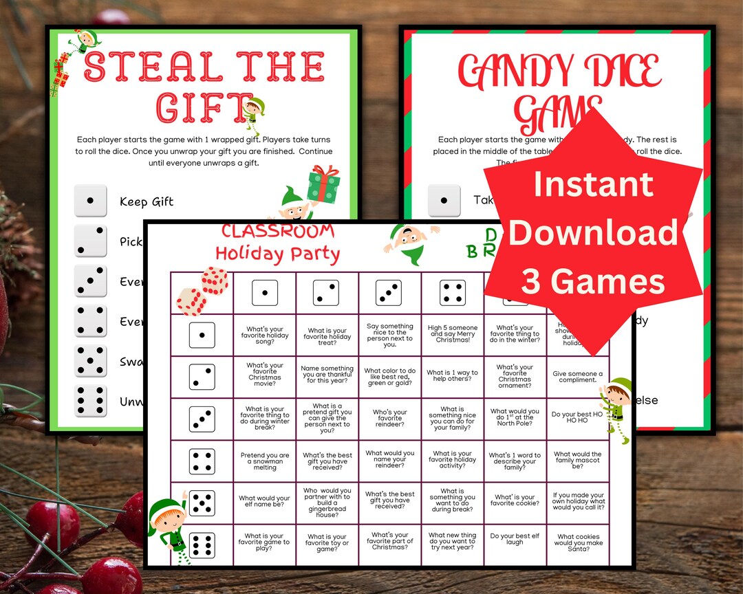 Dice Game Printable Bundle | Holiday Class Games | Christmas Group ...