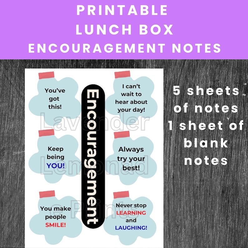 Printable Lunch Box Notes for Kids | Encouragement Cards | Motivational ...