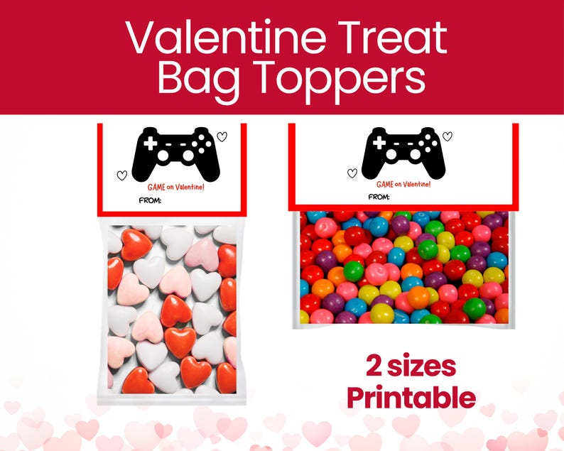 Printable Gamer Valentine Bag Toppers | Valentine Exchange | Cookie Bag ...