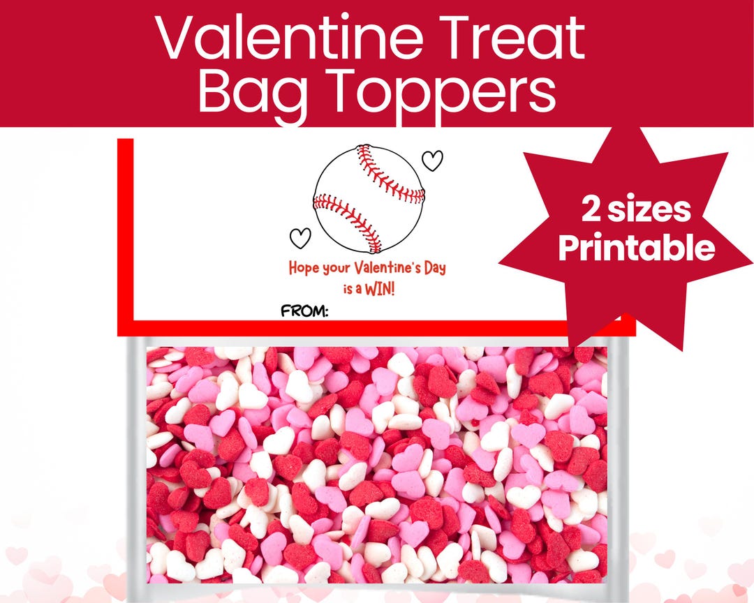 Printable Baseball Valentine Bag Toppers | Valentine Exchange | Cookie ...