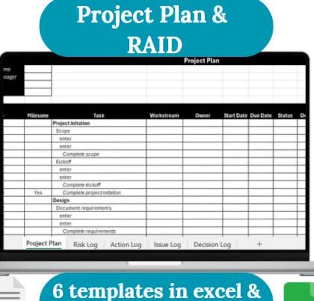 Project Management Tool | RAID | Task Tracker | Excel | Google Sheets ...