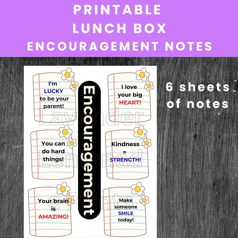 Printable Lunch Box Notes for Kids | Encouragement Cards | Motivational ...