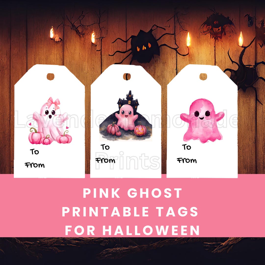 Printable Pink Halloween Tags - Pink Ghost Favor Tags for Trick or ...
