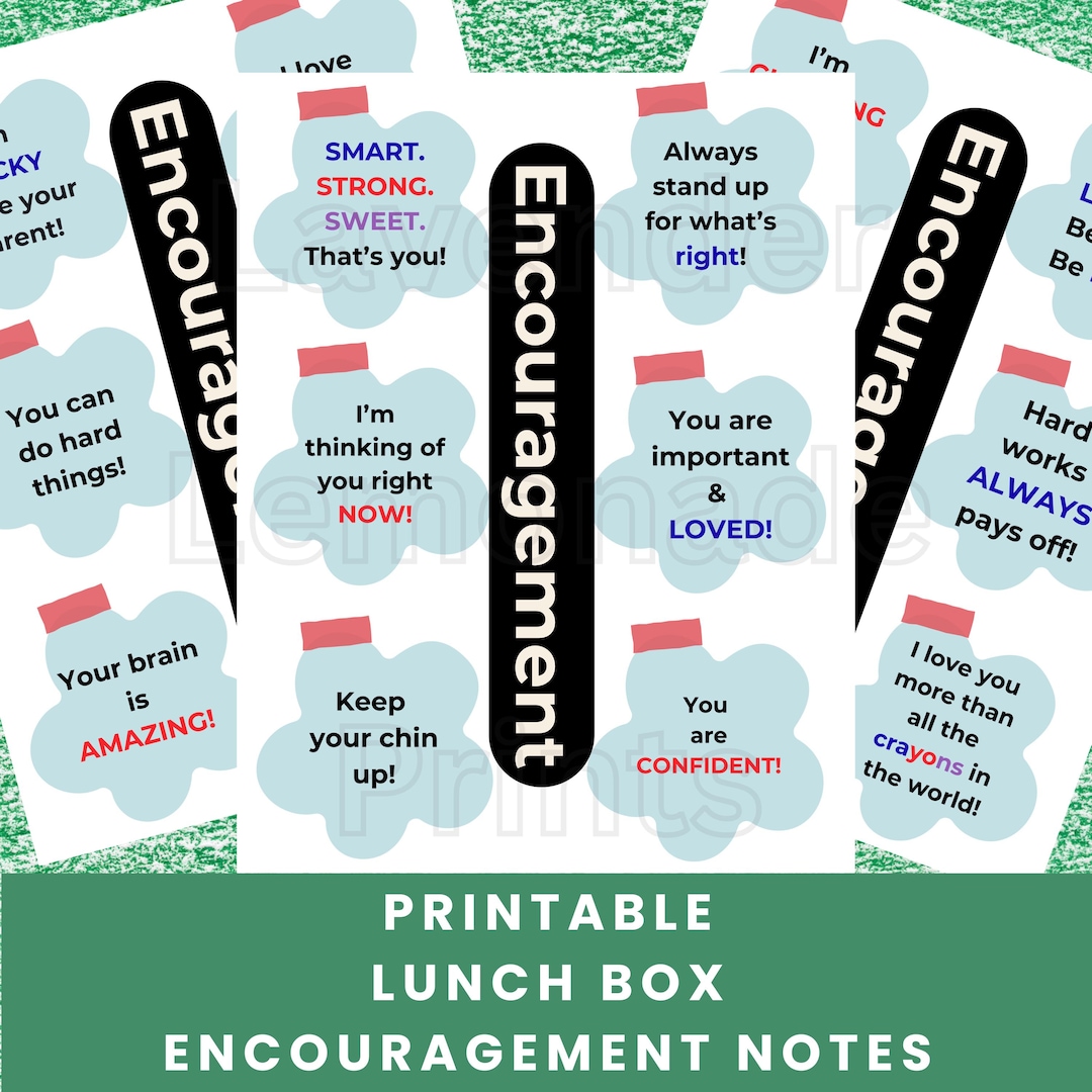 Printable Lunch Box Notes for Kids | Encouragement Cards | Motivational ...