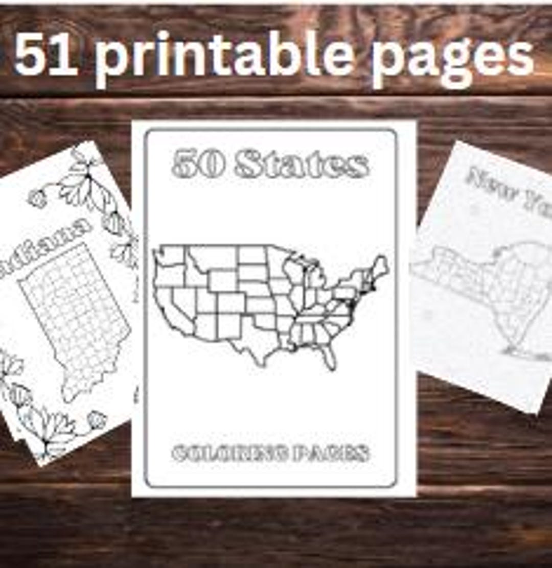 50 States Coloring Book - Printable - Educational - Etsy