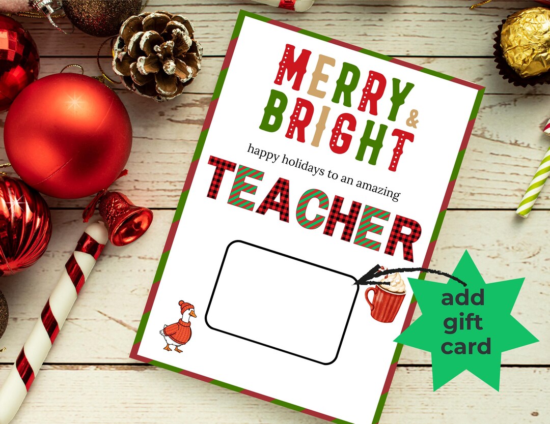 Teacher Gift Card Holder | Printable Christmas Gift Card Holder Card ...