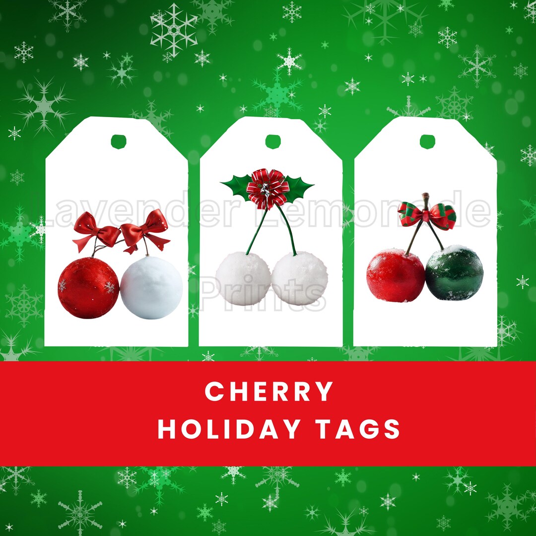 Cherry Christmas Gift Tags | Printable Cherry Present Tags | Cherry ...