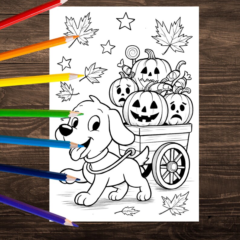Halloween Coloring Pages for Kids: Featuring Dogs in Costumes. 40 Pages ...