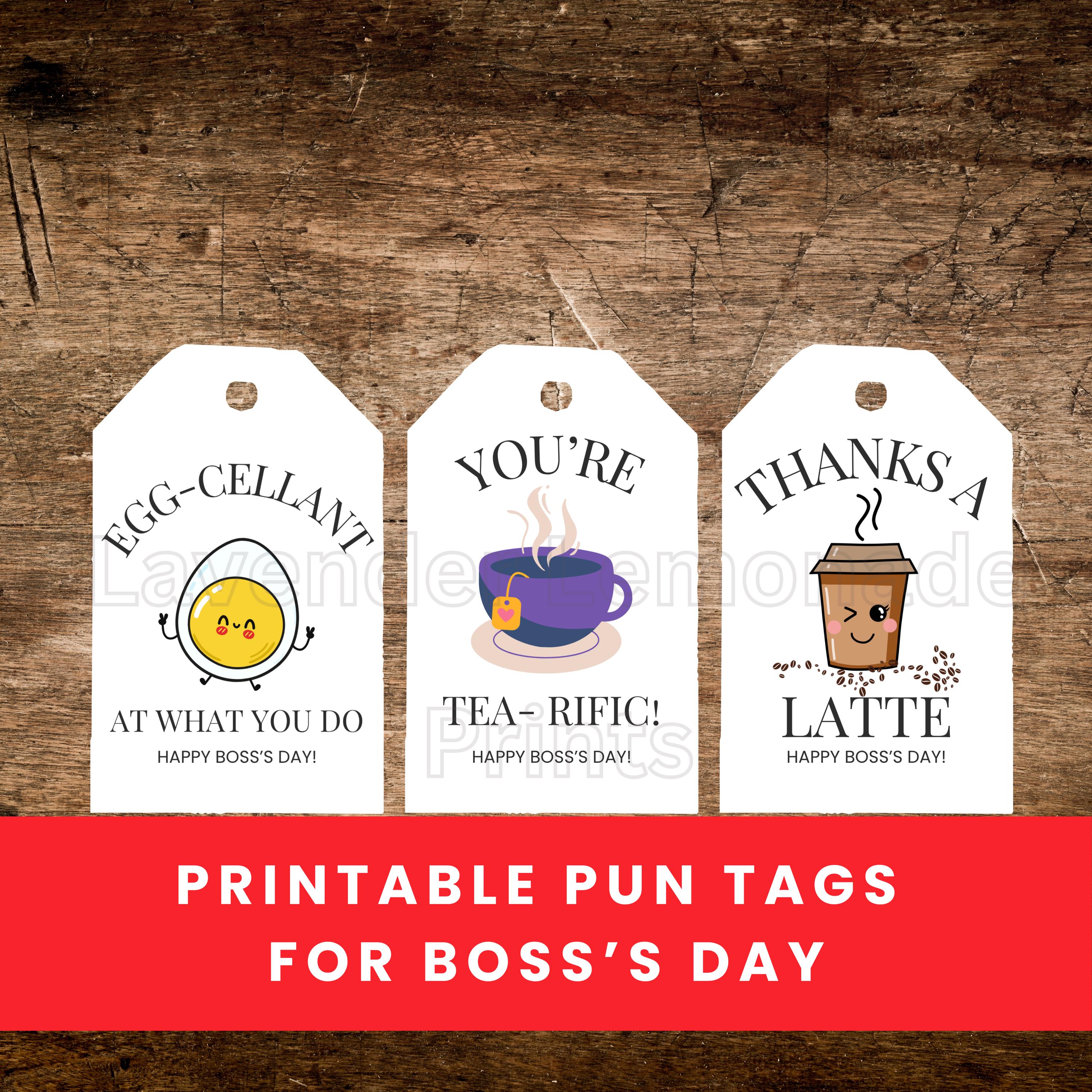Food Puns Tags | Boss Day Gift | Boss Day Tag | Supervisor Gift | World ...