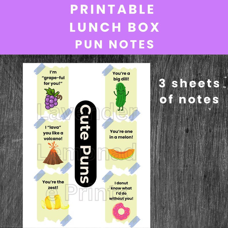 Printable Lunch Box Pun Notes for Kids | Puns for Kids | Kids Jokes ...