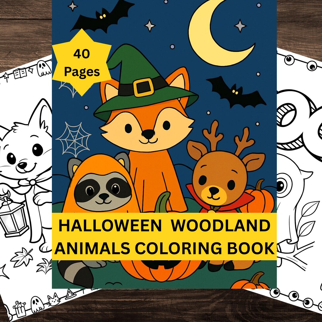 Halloween Coloring Pages for Kids | Halloween Woodland Animals Coloring ...