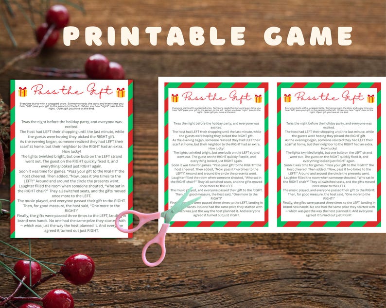 Printable Left Right Christmas Game | Pass the Gift Game | Christmas ...