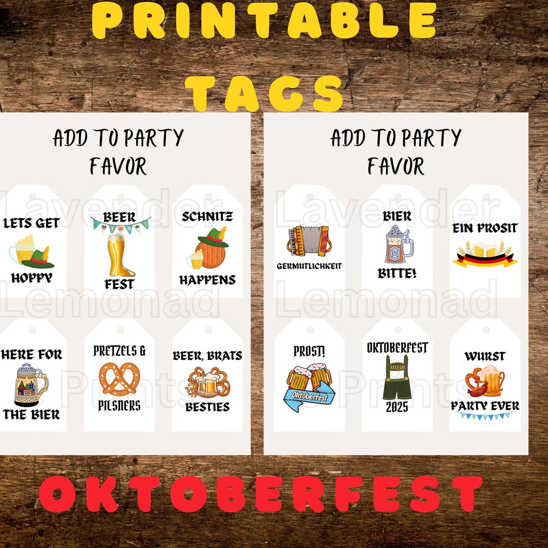 Oktoberfest Party Favor Tags | Oktoberfest Party | Oktoberfest Gifts ...