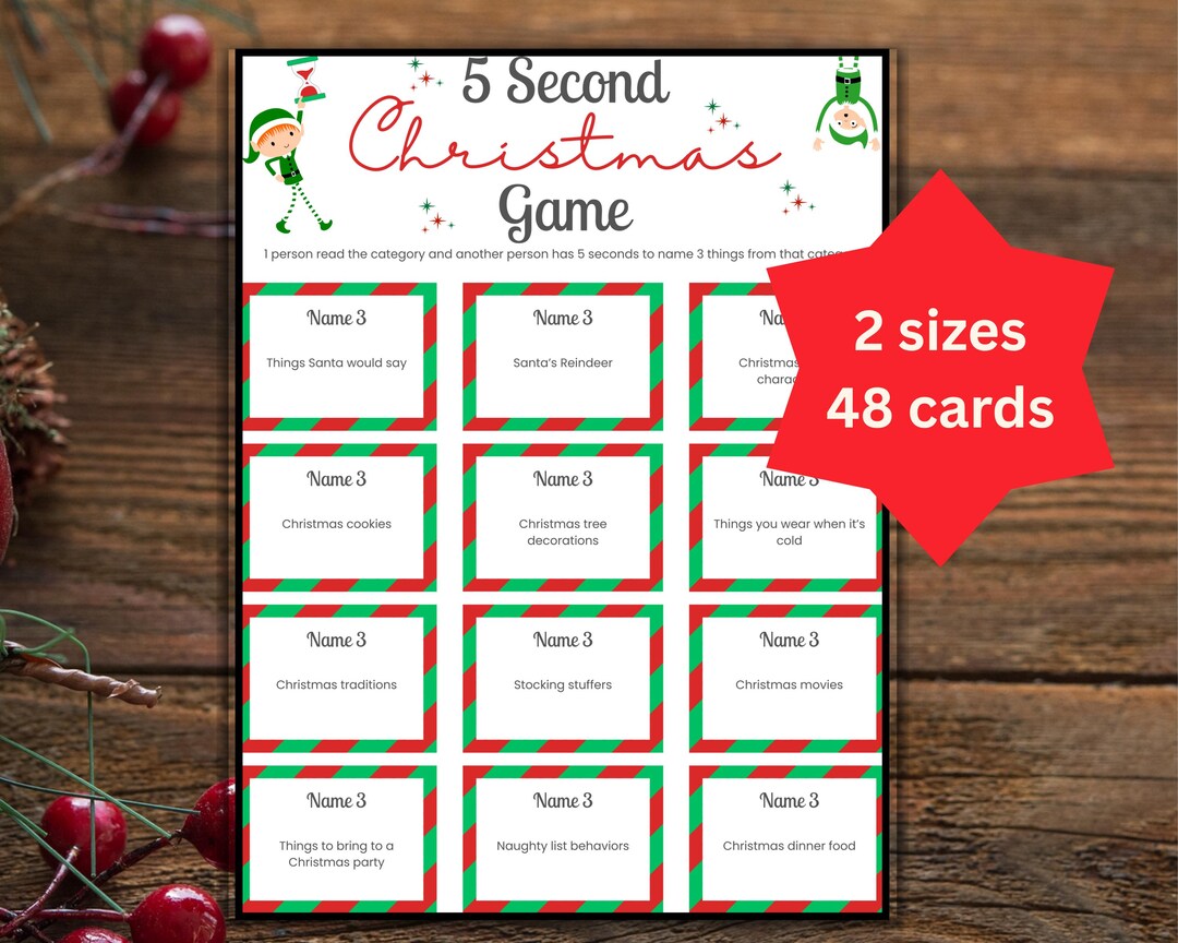 Printable Christmas 5 Second Game | Friendsmas Games, Office Party ...
