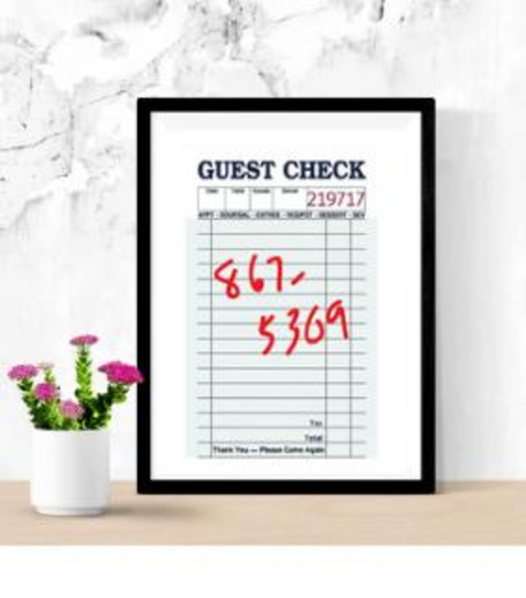 Guest Check Poster- Home Decor Items Aesthetic- Guest Check Wall Art ...