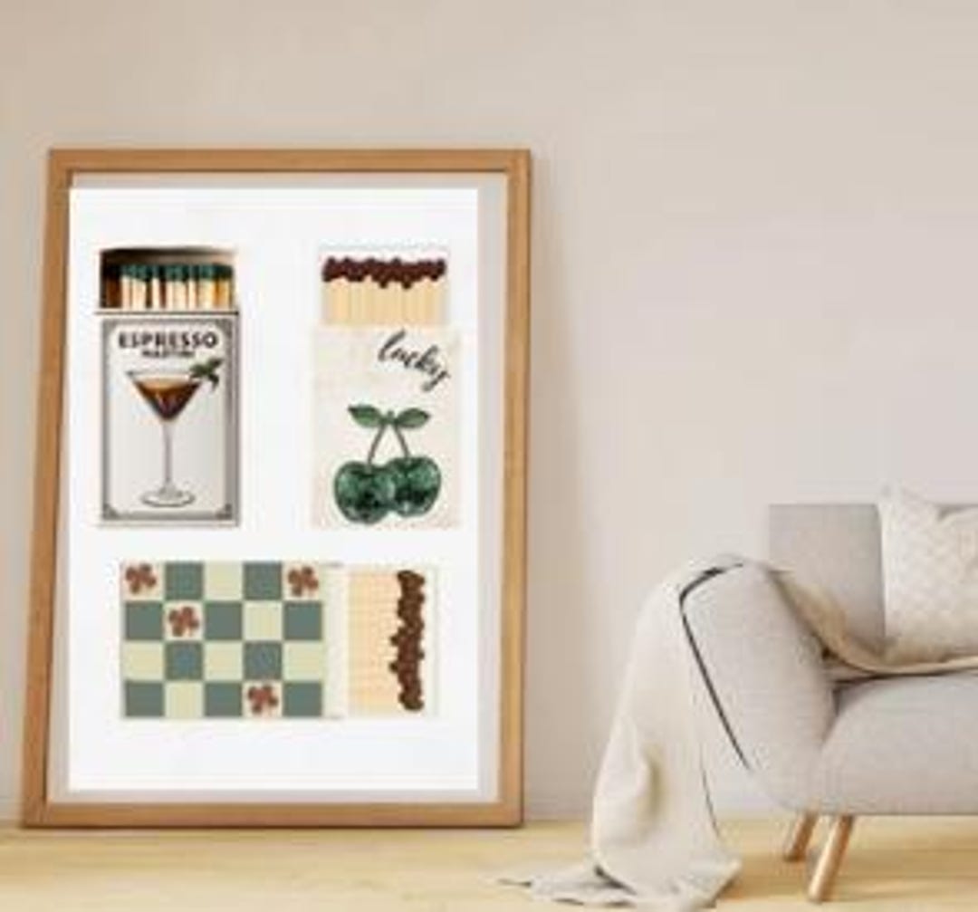 Trend Matchbox Collage- Lucky- Printable Wall Art- Trendy Retro ...