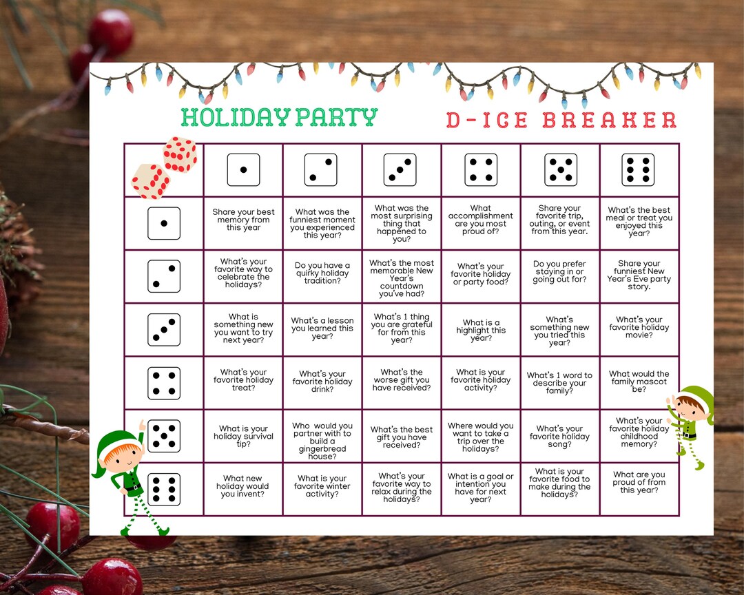 Dice Game Printable | Holiday Ice Breaker Games | Family Reunion Games ...