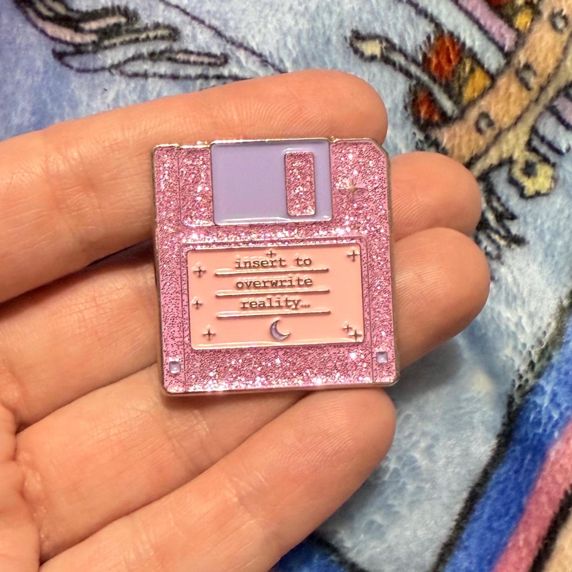 Retro Webcore Nostalgia Floppy Disc Glitter Soft Enamel Pin - Etsy