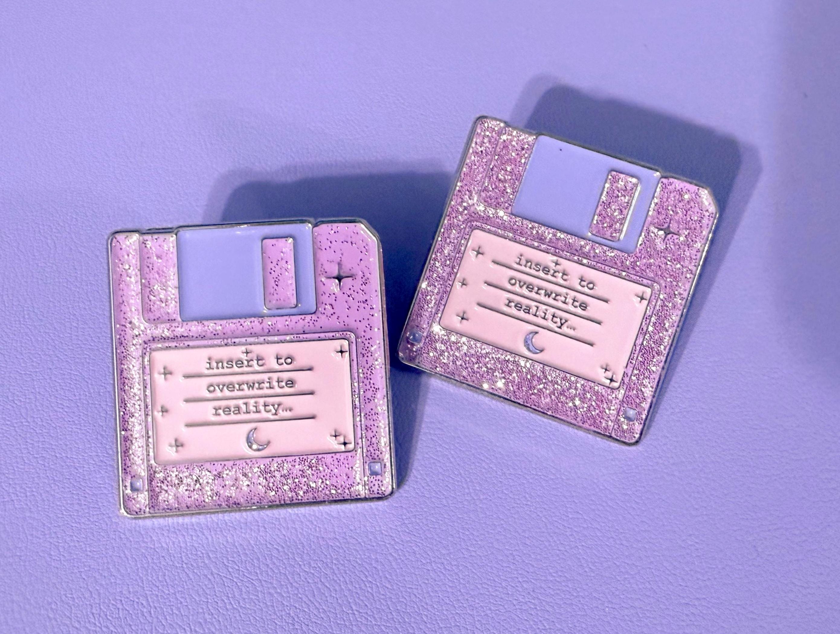 Retro Webcore Nostalgia Floppy Disc Glitter Soft Enamel Pin - Etsy