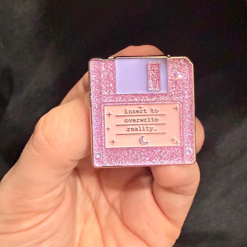 Retro Webcore Nostalgia Floppy Disc Glitter Soft Enamel Pin - Etsy