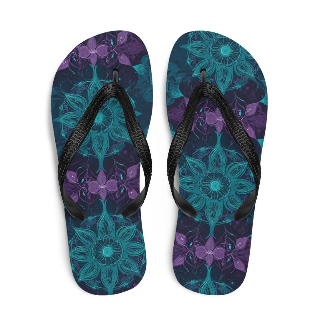 Purple Teal Dark Star Flip-flops - Etsy