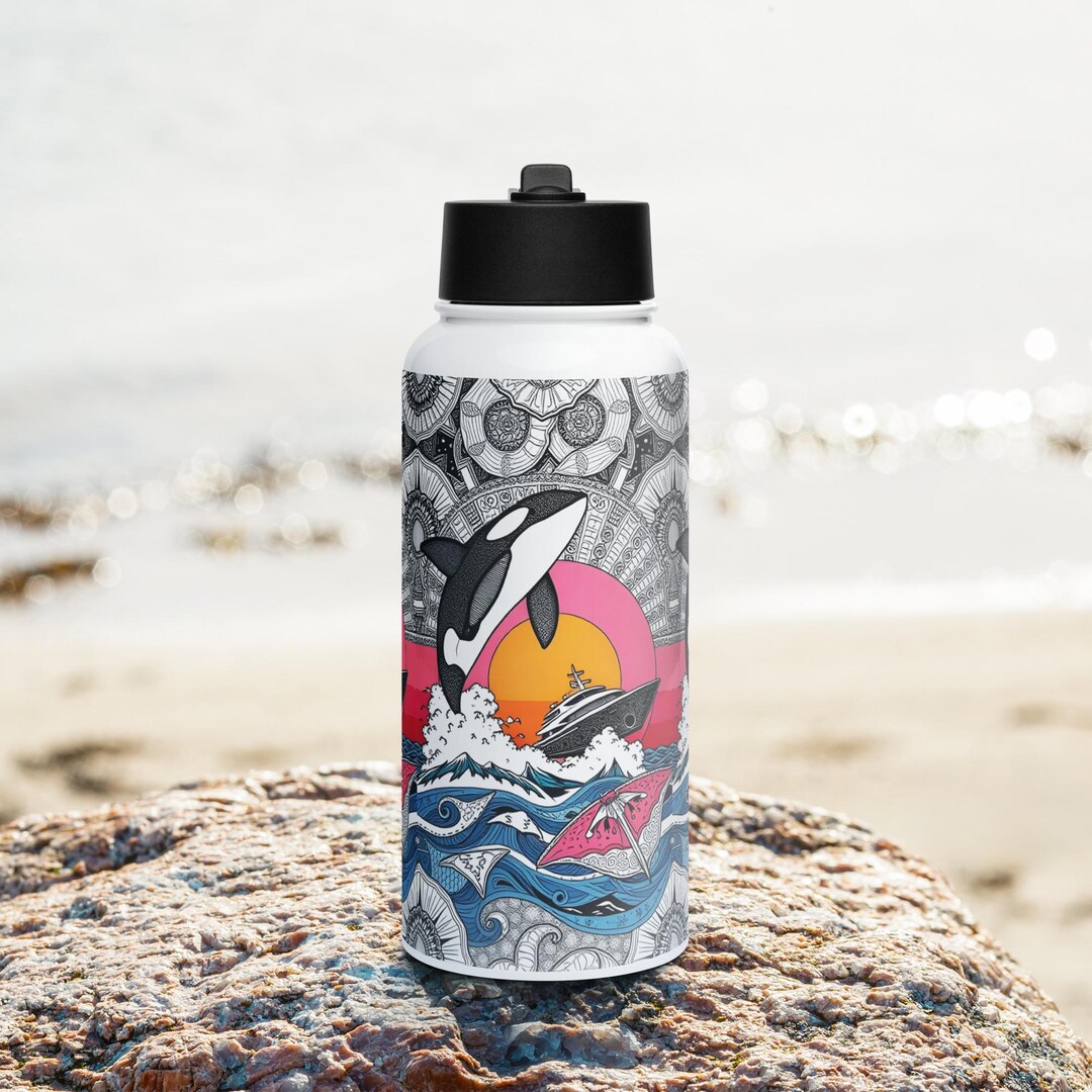Orca Eat the Rich Stainless Steel Water Bottle With a Straw Lid - Etsy