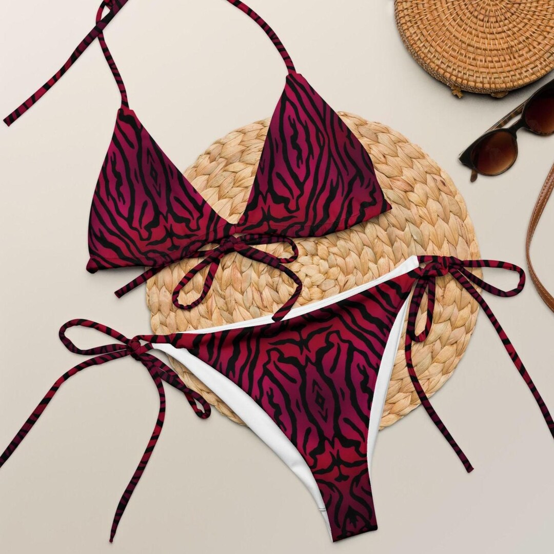 Hippy Pink Zebra Print String Bikini - Etsy